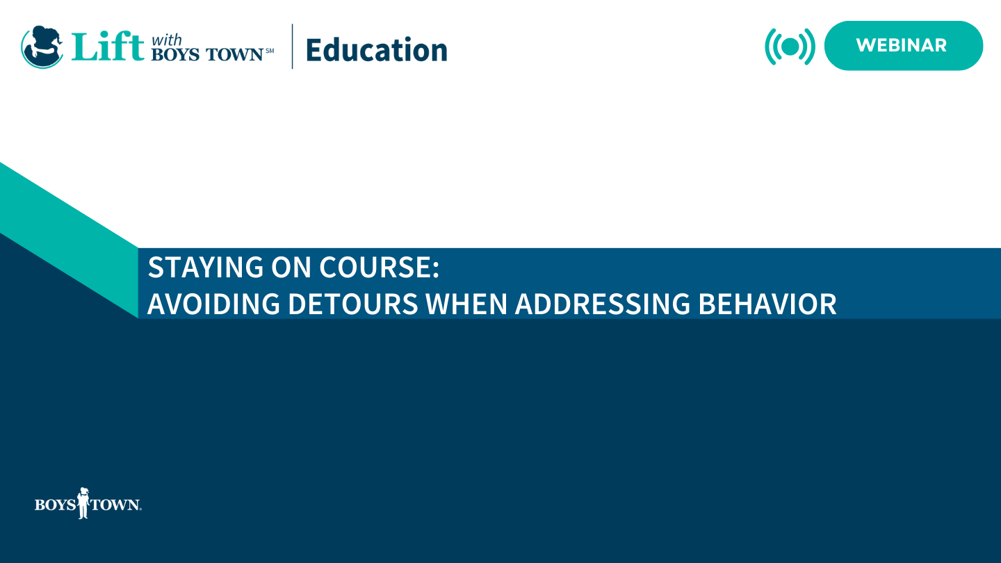 Staying on Course: Avoiding Detours When Addressing Behavior | Boys ...